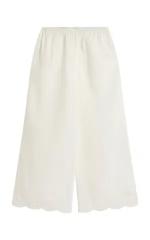Posse Odette Mid-rise Wide-leg Scalloped-hem Pants - White