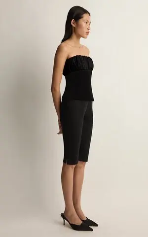 Posse Dean Strapless Gathered Velvet Top