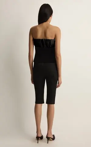 Posse Dean Strapless Gathered Velvet Top