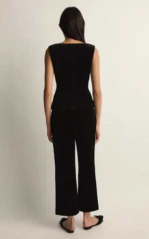 Posse Florian Embroidered Trim Velvet Cropped Pants