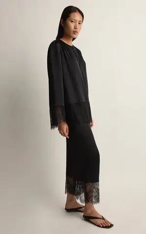 Posse Blake Mid-rise Wide-leg Lace-trimmed Silk Pants