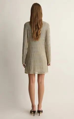 Posse Sass Metallic Knit Long Sleeve Mini Dress