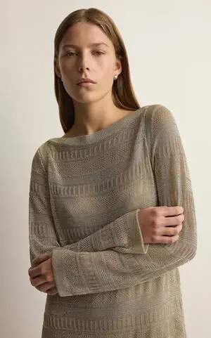 Posse Sass Metallic Knit Long Sleeve Mini Dress