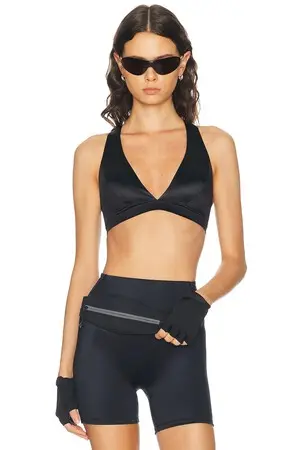 NIKESKIMS Shine Halter Neck Bra In Black