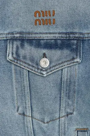 Miu Miu Denim Pelle Jacket - Azzurro