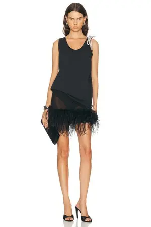 AREA Crystal Knot Tank Top - Black