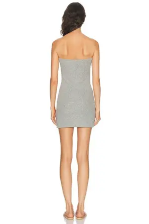 Miu Miu Strapless Ribbed Mini Dress With Side Slit