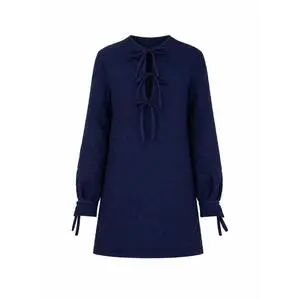 Carmen Says Quilted Mini Dress - Blue