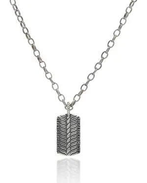 THE JEWELZ Sterling Silver And Black Diamond Dog Tag Pendant Necklace - Silver/black