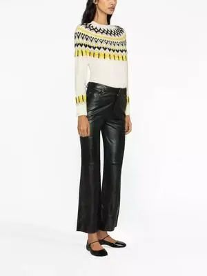 Maje Calf Leather Flared Trousers