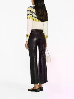 Maje Calf Leather Flared Trousers