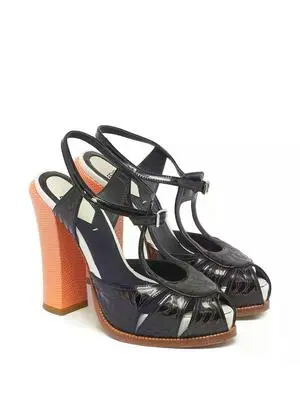 Fendi Patent Leather Chameleon Cut-out Sandals