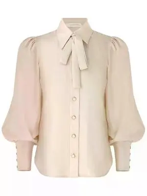 Zimmermann Natura Blouson Shirt Beige Silk - Neutrals