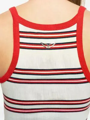 Zadig&Voltaire Albao Striped Cotton Blend Tank Top - Blue