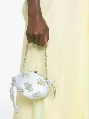 SELF-PORTRAIT Floral Beaded Clutch Bag - Blue