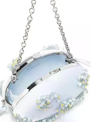 SELF-PORTRAIT Floral Beaded Clutch Bag - Blue