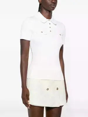 Maje Ribbed Knit Polo Top
