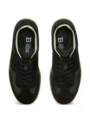 Balmain Swan Leather And Suede Trainers - Black