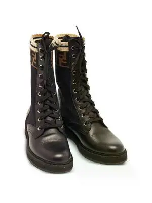 Fendi Rockoko Leather Combat Boots