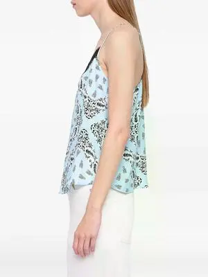 Zadig&Voltaire Cespa Camisole Printed Viscose With Lace Detail - Blue