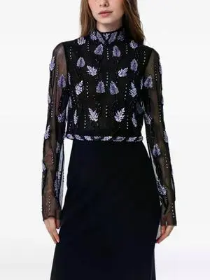 DINA MELWANI Amethyst Embroidered Maxi Dress