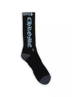 Chrome Hearts Logo Intarsia Ribbed Knit Socks - Black