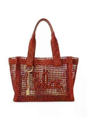 Chloé Logo Patch Open-knit Tote Bag