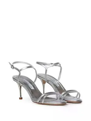 Manolo Blahnik Metallic Strappy Sandals - Silver