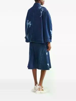 Erdem Belted Floral-print Denim Jacket