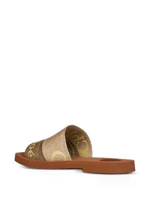 Chloé Square-toe Sandals With Logo Embroidery