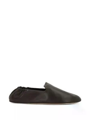 THE ROW Ruched Heel Leather Loafers