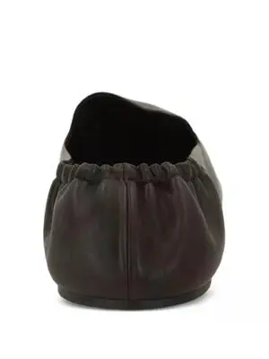 THE ROW Ruched Heel Leather Loafers