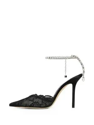 JIMMY CHOO Saeda Crystal-embellished Lace Pumps