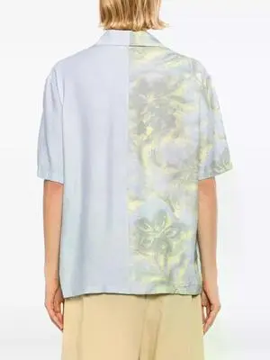 Maison Kitsuné Floral-print Panelled Shirt
