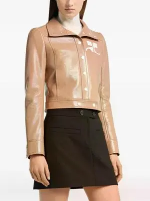 COURREGES Re-edition Vinyl Cropped Jacket - Neutrals