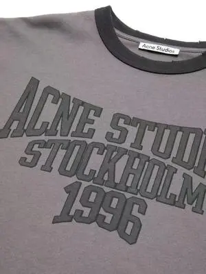 Acne Studios Logo Print Layered Sleeve T-shirt - Grey