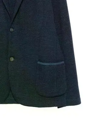 GRAN SASSO Herringbone-knit Single-breasted Wool Blazer