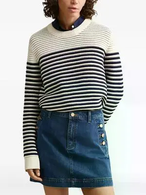 Gant Striped Textured-knit Sweater