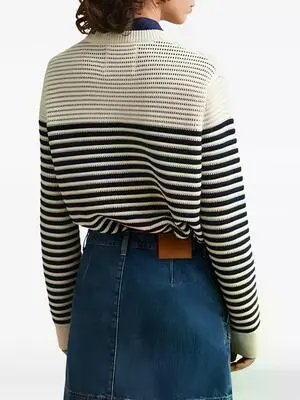 Gant Striped Textured-knit Sweater