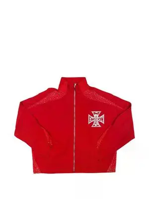 MIXED EMOTION Crystal Embellished Logo Jacket