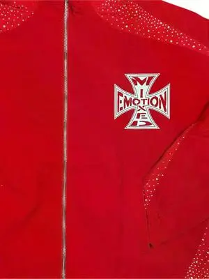 MIXED EMOTION Crystal Embellished Logo Jacket