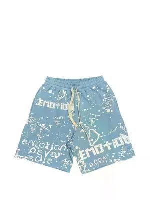 MIXED EMOTION Graffiti Print Track Shorts