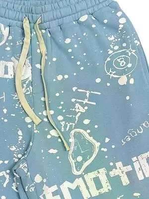MIXED EMOTION Graffiti Print Track Shorts