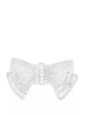 Judith Leiber Crystal Embellished Bow Clutch Bag - Silver