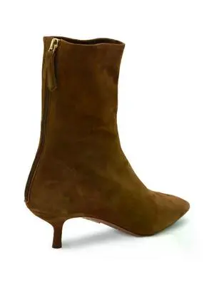 AQUAZZURA Pointed-toe Zip-up Kitten Heel Boots