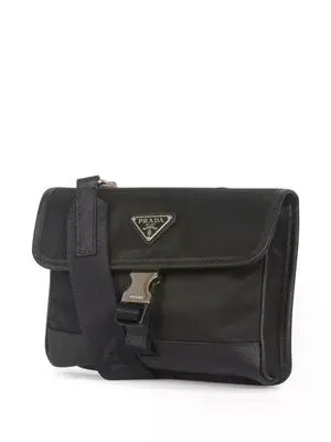 Prada Re-nylon Saffiano Leather Shoulder Bag - Black