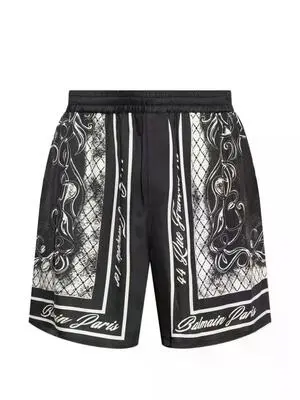 Balmain Logo-print Silk-blend Shorts