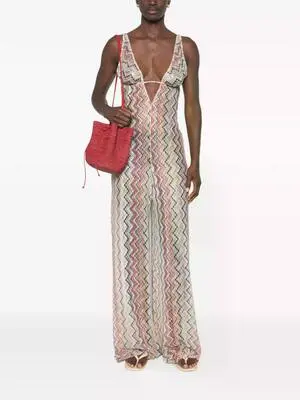 Missoni Multicolour Zigzag Pattern V-neck Sleeveless Wide Leg Jumpsuit