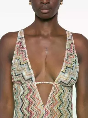 Missoni Multicolour Zigzag Pattern V-neck Sleeveless Wide Leg Jumpsuit