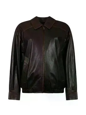 Max Mara Zip-up Leather Jacket